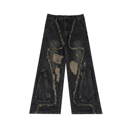 Deconstructed Fringed Ripped Jeans - Distinctive Urban Denim Style ...