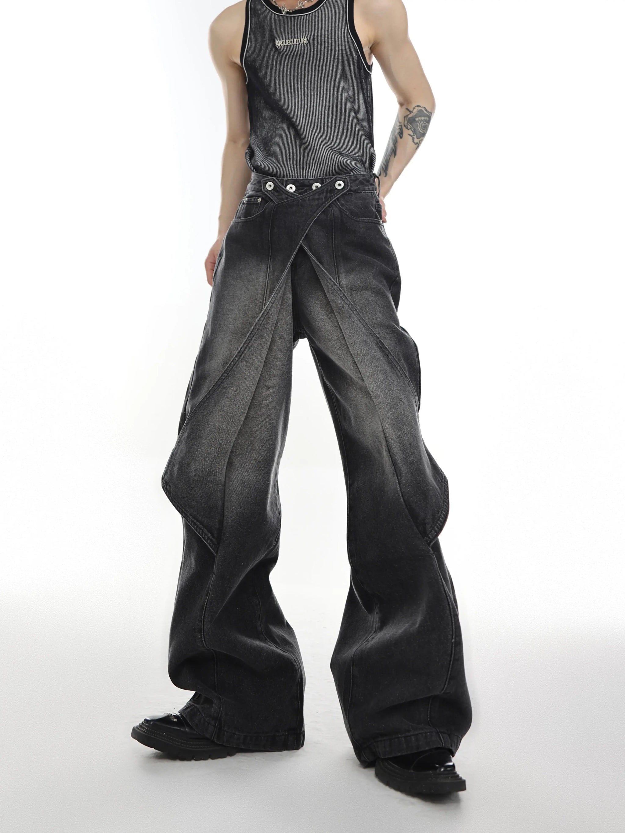 Chic Distressed Wide Leg Jeans - Unleash Your Style! – ArtsKoreanMan