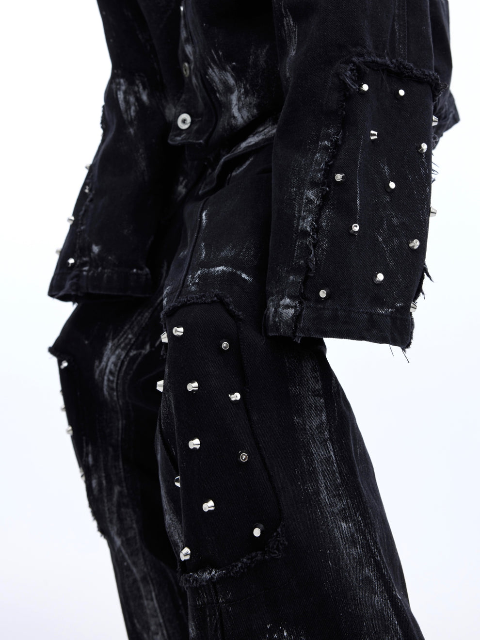 Metal Rivet Design Graffiti Denim Jacket + Jeans - Urban Streetwear ...