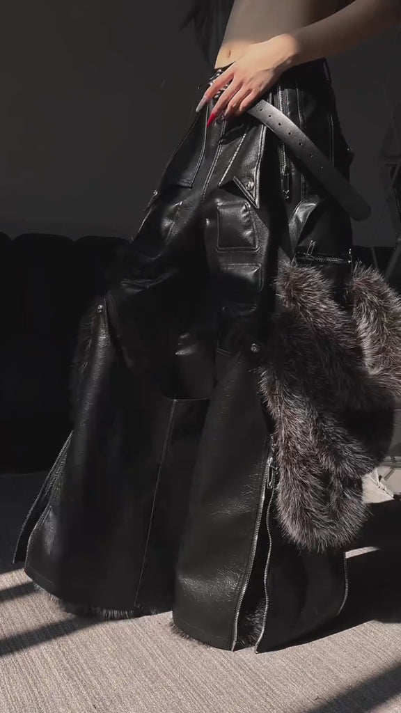 Removable Fur Patchwork PU Leather Pants – ArtsKoreanMan