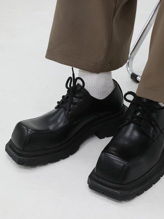 Elevate Your Style with Black Square Toe Leather Shoes – ArtsKoreanMan